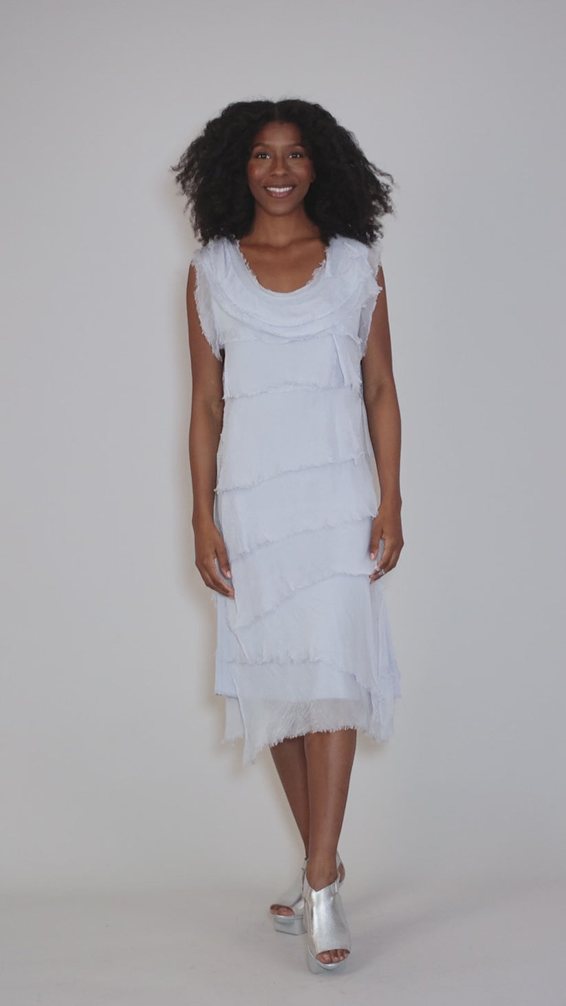 Liabella Tattered Tiers Mid-Length Dress, Sky – Evie Lou